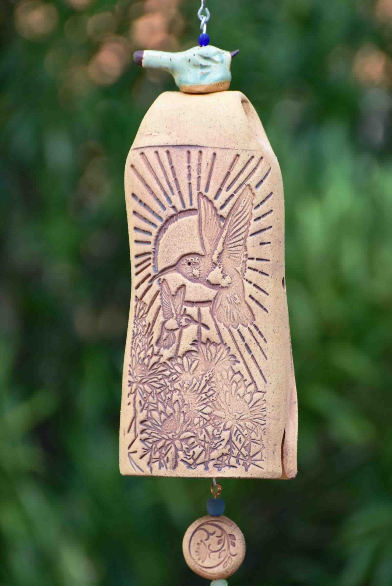 Handmade Hummingbird Wind Chime | Ceramic Outdoor Bell – EarthWind Bells