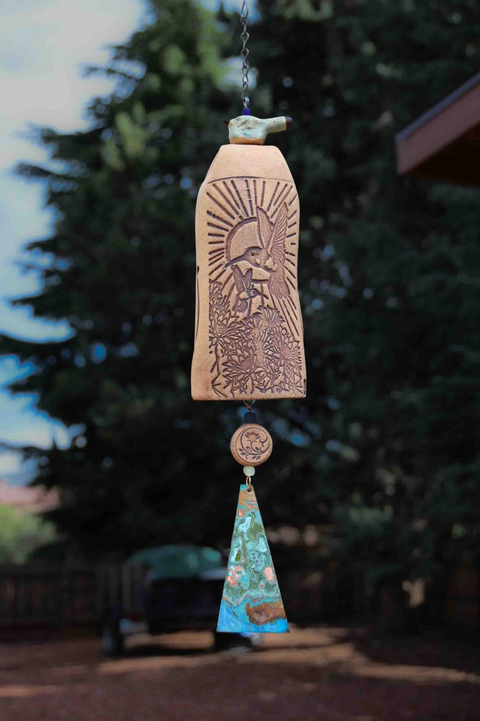 Handmade Hummingbird Wind Chime | Ceramic Outdoor Bell – EarthWind Bells