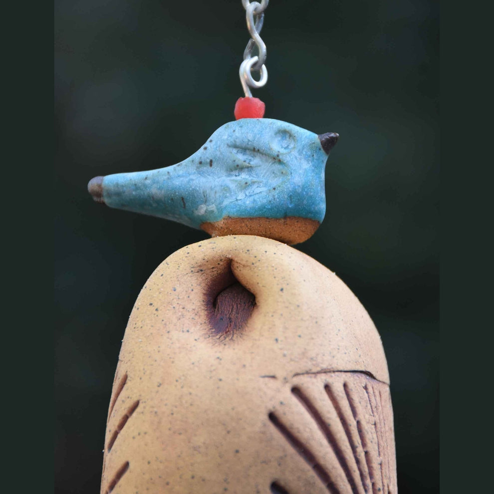 Handmade Hummingbird Wind Chime – Memorial Gift, Outdoor Ceramic Bell ...