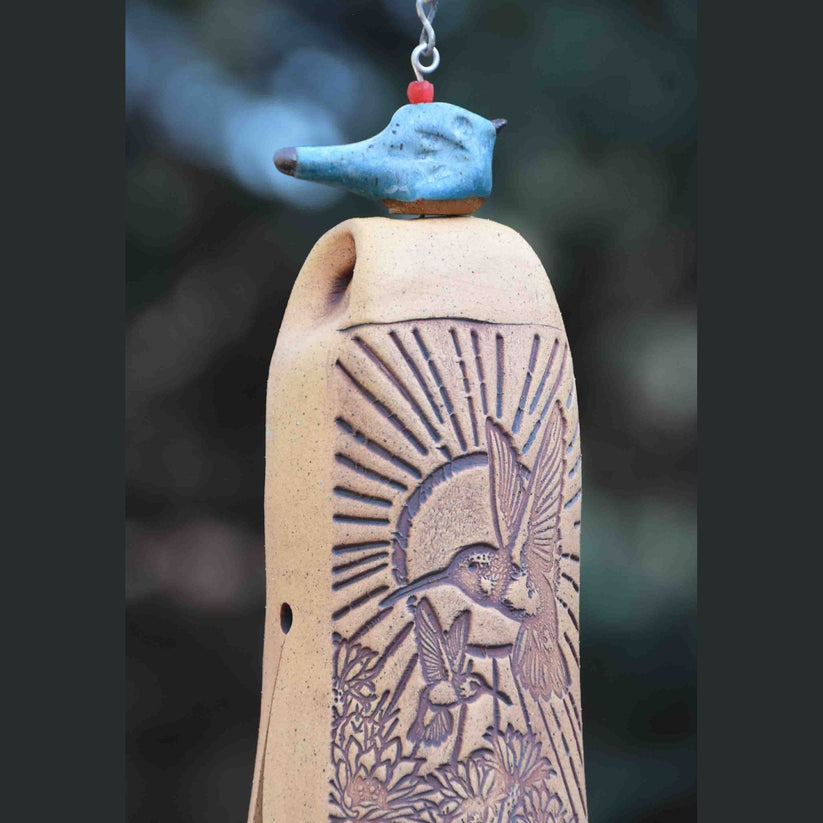 Handmade Hummingbird Wind Chime – Memorial Gift, Outdoor Ceramic Bell ...