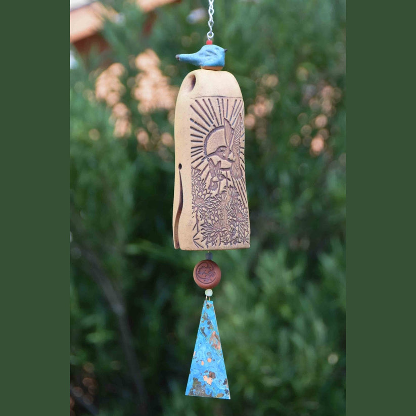 Handmade Hummingbird Wind Chime – Memorial Gift, Outdoor Ceramic Bell ...