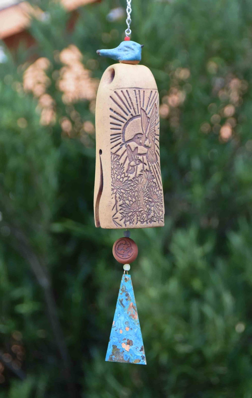 Handmade Hummingbird Wind Chime | Ceramic Outdoor Bell – EarthWind Bells